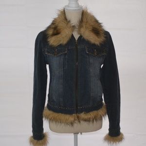 giacca | Jackets & Coats | Giacca Faux Fur Denim Studded Jacket | Poshmark